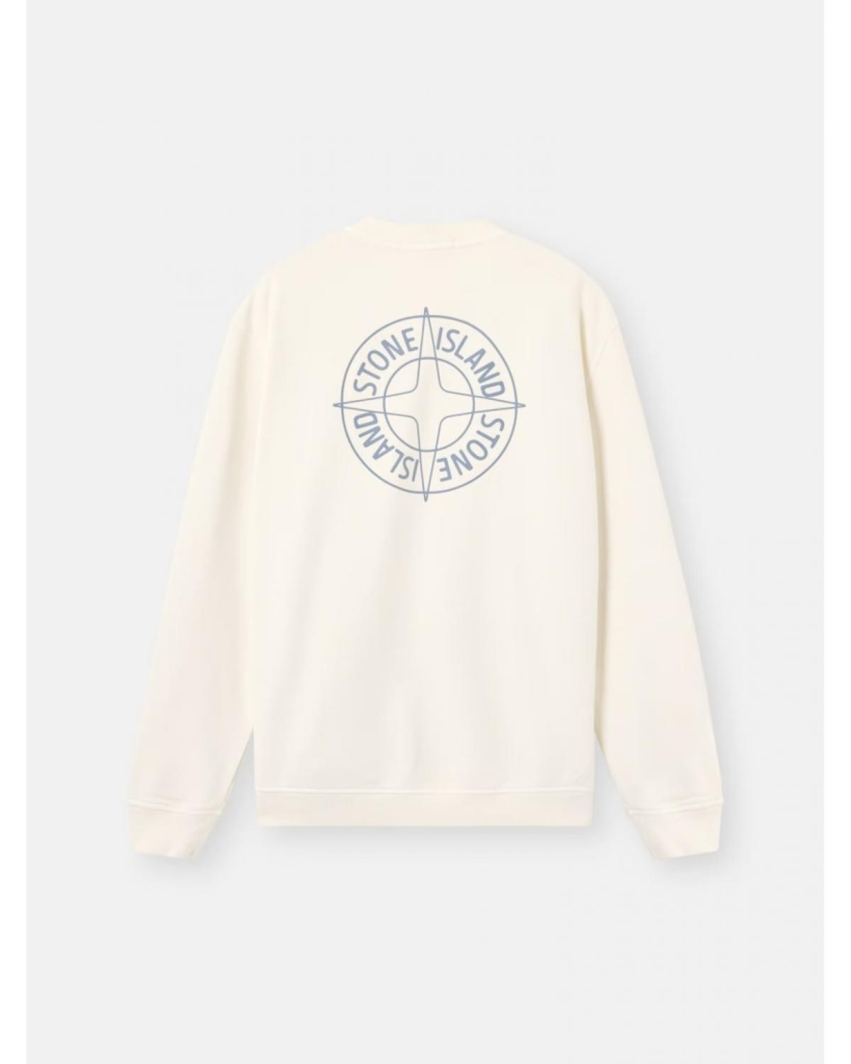 SWEAT STONE ISLAND 61000-01 0093 IMPRIME Outline Compass IVOIRE