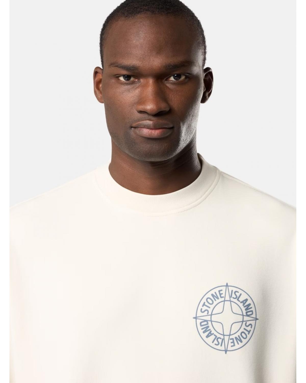 SWEAT STONE ISLAND 61000-01 0093 IMPRIME Outline Compass IVOIRE